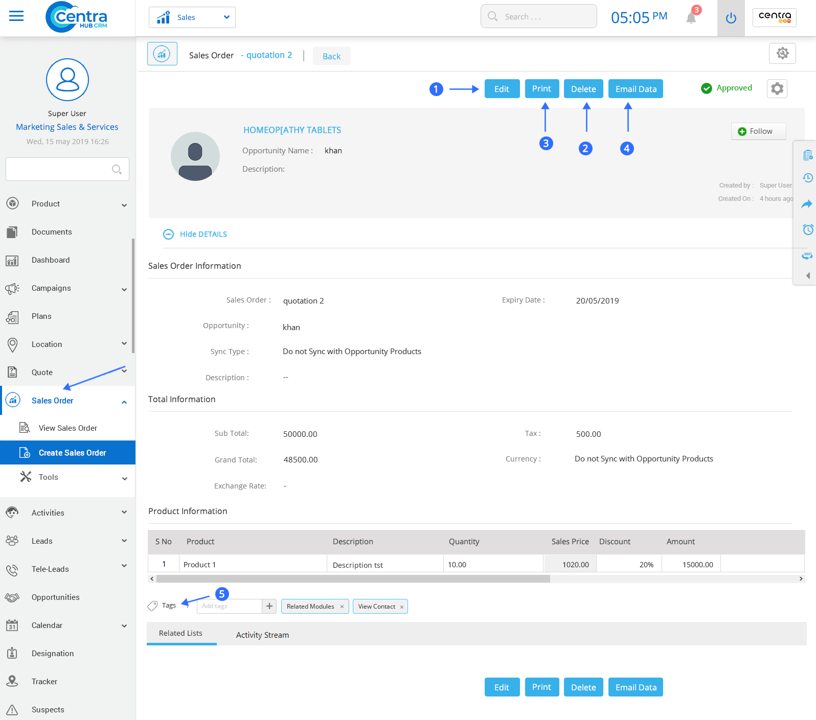 Create a Sales Order | Help Guide | Knowledge Base | CentraHub CRM
